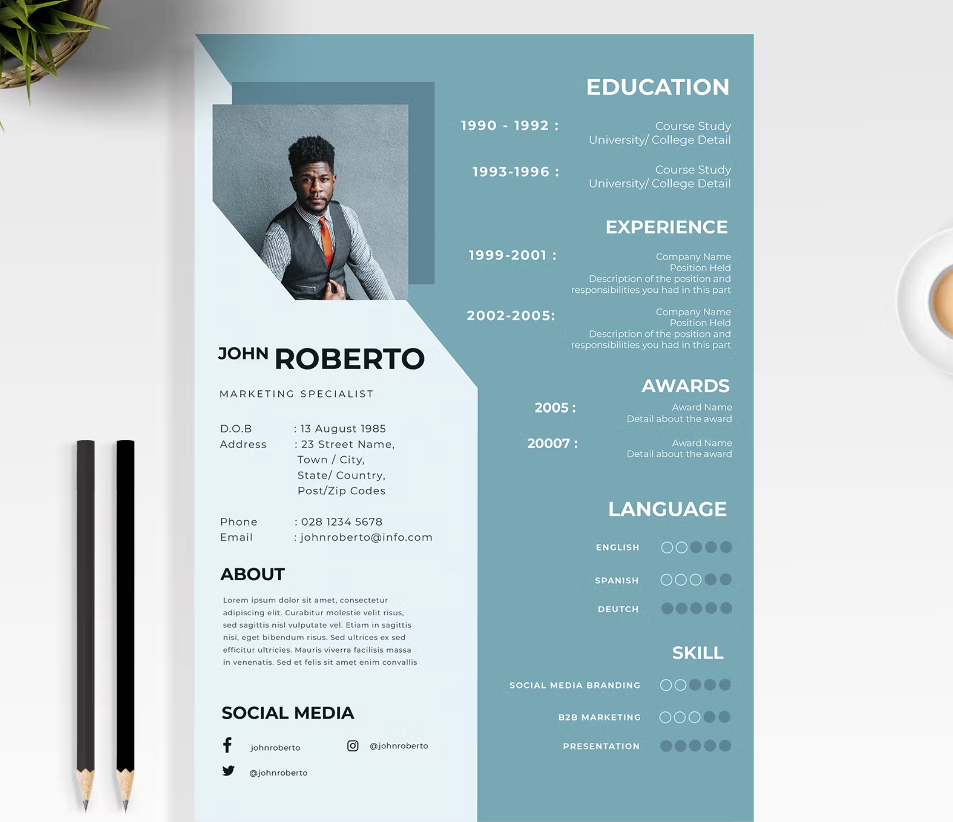 30 Beautiful & Free Resume Templates - Inspiration & Productivity for ...