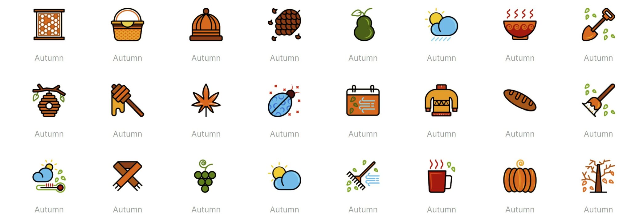 30 Free Autumn Icons pack - Inspiration & Productivity for Everyone