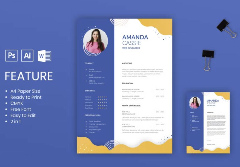 30 Beautiful & Free Resume Templates - Inspiration & Productivity for ...