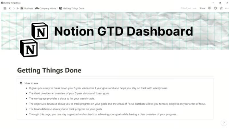 Getting Things Done Notion Templates (GTD Productivity Planner ...