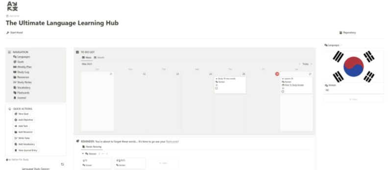 10 Notion Language Learning & Vocabulary Templates - Inspiration ...