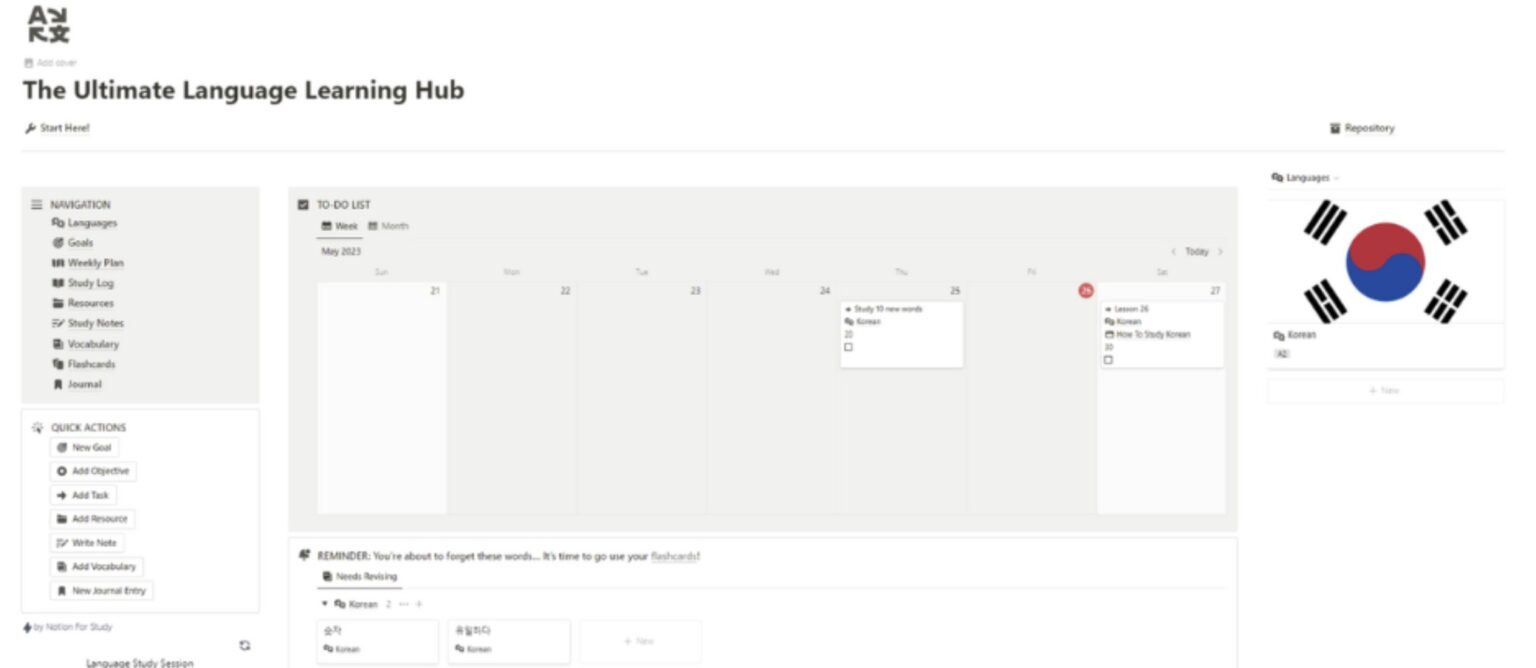 10 Notion Language Learning & Vocabulary Templates - Inspiration ...