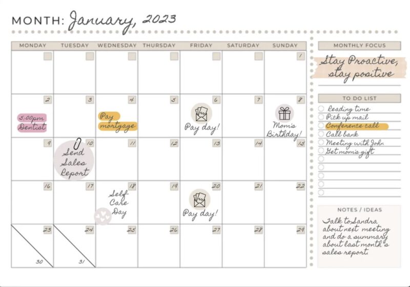 15 best & Free Monthly Planners to Get You Organized - Inspiration ...